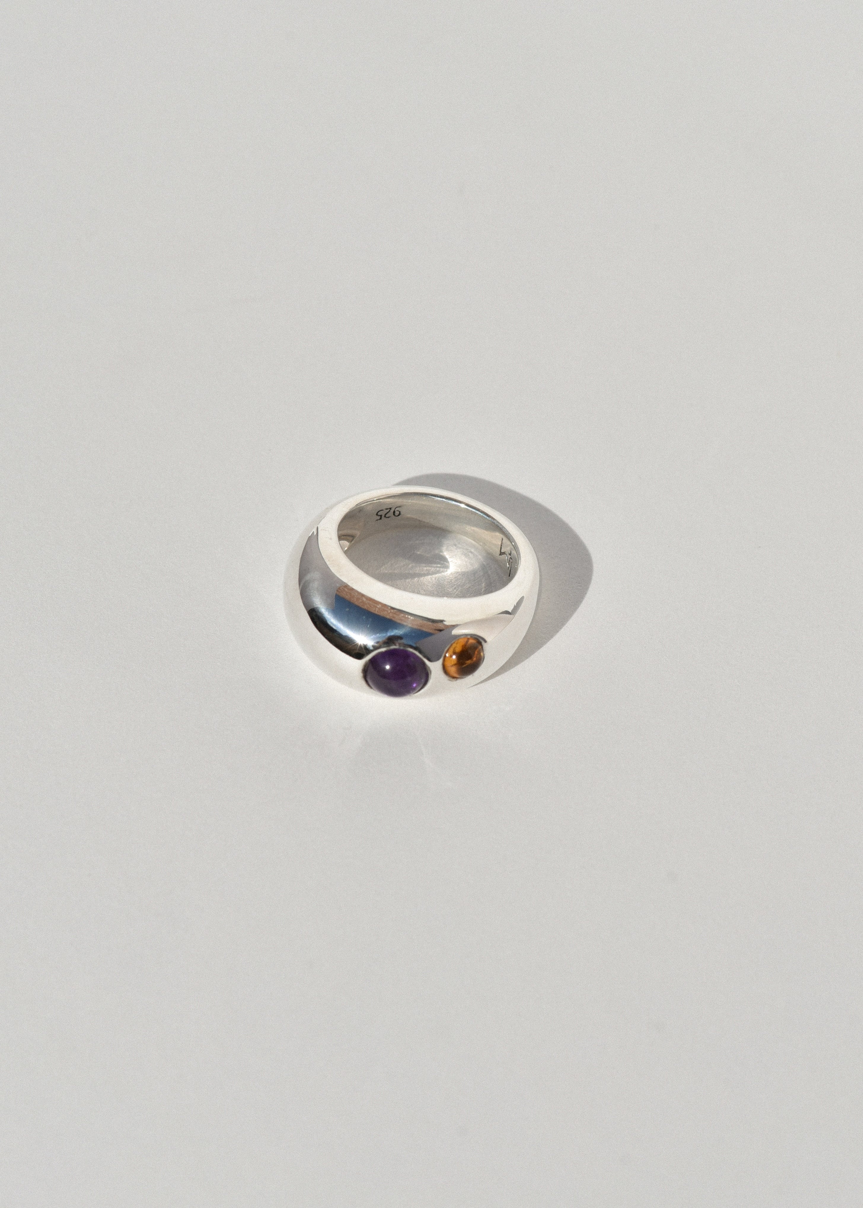Sterling Silver Pebble Ring- Amethyst and Citrine – Leigh Miller